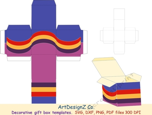 Retro style gift box template, Nostalgic Treasures, Holder for gift ...