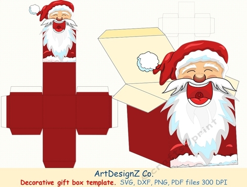 Beautiful Christmas Santa decorative gift box template - CUP1254981 ...