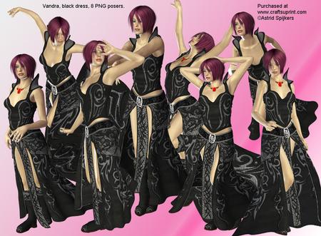 Vandra, Black Dress, 8 Png Posers - CUP63193_156 | Craftsuprint