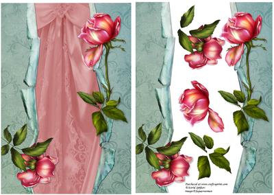 Pink Roses on Torn Edge and Lace - CUP78761_156 | Craftsuprint
