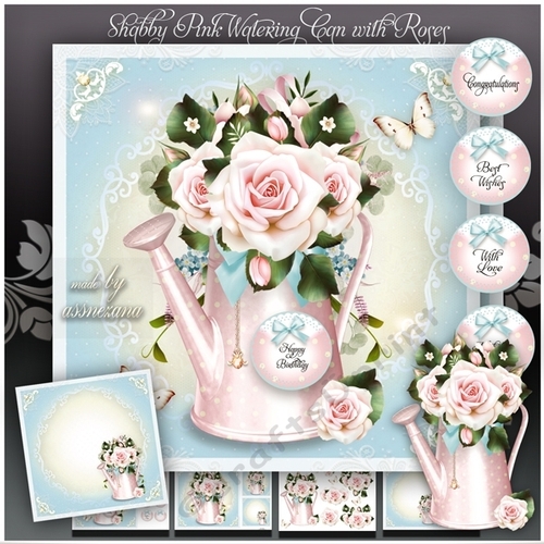 Shabby Pink Watering Can with Roses Mini Kit - CUP1032039_1641 ...