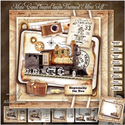 Male Card Travel Train Themed Mini Kit - CUP1048745_1641 | Craftsuprint