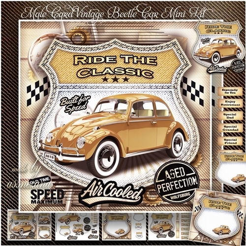 Male Card Vintage Beetle Car Mini Kit - CUP1057688_1641 | Craftsuprint