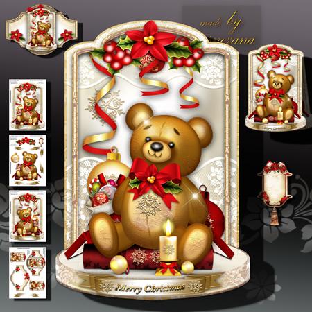 Cute Christmas Teddy Bear Card - CUP581598_1641 | Craftsuprint