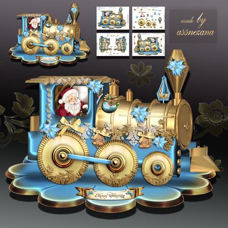 Christmas Blue Train with Santa Card Kit - CUP643045_1641 | Craftsuprint