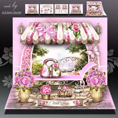 Pink Garden with Bench Card Mini Kit - CUP676396_1641 | Craftsuprint