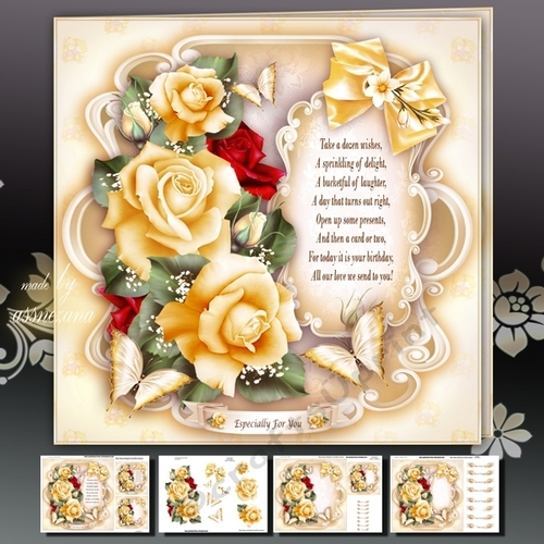 Yellow Roses Card Mini Kit - CUP715599_1641 | Craftsuprint