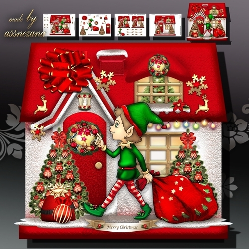 Christmas House With Cute Elf Mini Kit - CUP742283_1641 | Craftsuprint