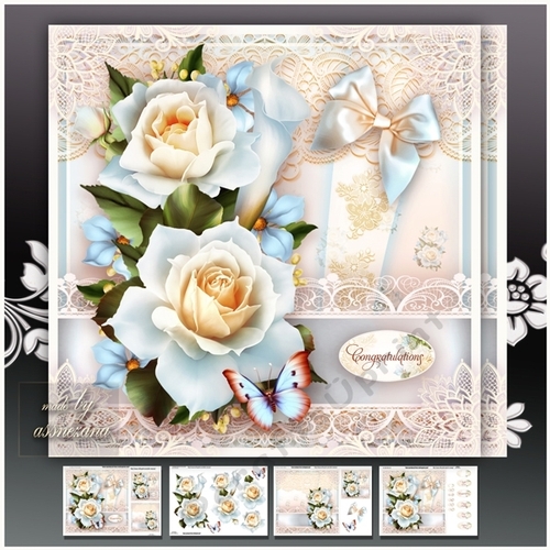 Blue Soft Roses Card Mini Kit - CUP878141_1641 | Craftsuprint