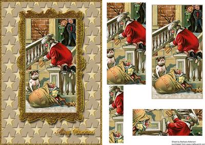 Vintage Christmas Santa Bribing the Dog! - CUP120293_478 | Craftsuprint