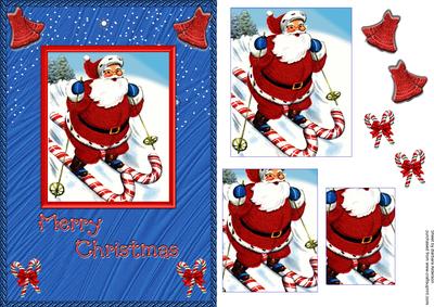 Candy Cane Skiing Santa - CUP153006_478 | Craftsuprint