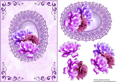 Lilac Roses on Lace Oval - CUP191206_478 | Craftsuprint