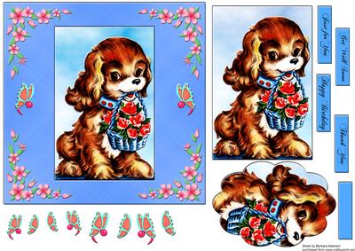 Dog Basket with Roses - CUP404253_478 | Craftsuprint