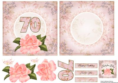70th Birthday Pink Roses - CUP418371_478 | Craftsuprint