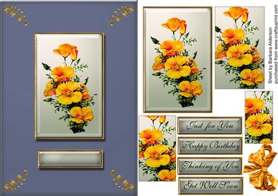 Yellow Floral Topper on Card Front - CUP85513_478 | Craftsuprint