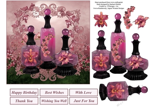 Pink Orchid Perfume Topper with Decoupage - CUP1103303_1865 | Craftsuprint