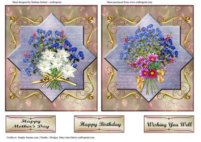 Two Fancy Square Flower Bouquet Quick Toppers - CUP404590_1865 ...