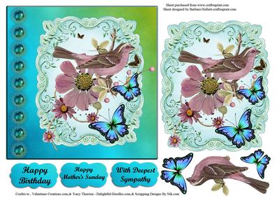 Multi Blue & Bird & Butterfly & Decoupage Plaque - CUP421595_1865 ...