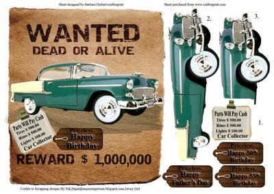 Wanted Car Collector Poster & Decoupage - CUP435496_1865 | Craftsuprint
