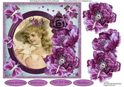 Pretty in Purple Vintage Portrait Topper & Decoupage - CUP460368_1865 ...