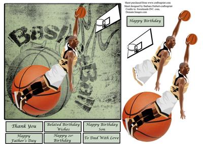 Baskets & Ball = Basketball Card Topper & Decoupage - CUP468733_1865 ...
