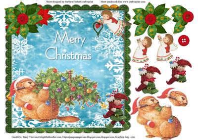 Beaver Merry Christmas Card Topper & Decoupage - CUP475907_1865 ...