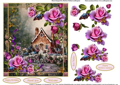 Country Flower Cottage Topper & Decoupage - CUP514548_1865 | Craftsuprint