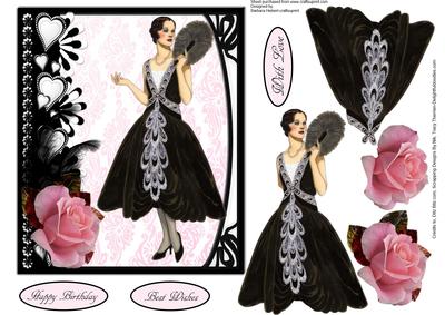 Rose Flapper Lady Topper with Decoupage - CUP563276_1865 | Craftsuprint