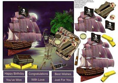 Winning Pirate Card Hand Topper with Decoupage - CUP567761_1865 ...