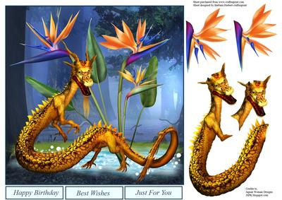 Dragon's Paradise Card Topper with Decoupage - CUP593466_1865 ...