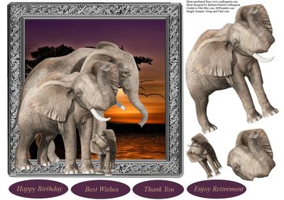 Peaceful Sunset Elephants Topper with Decoupage - CUP611931_1865 ...