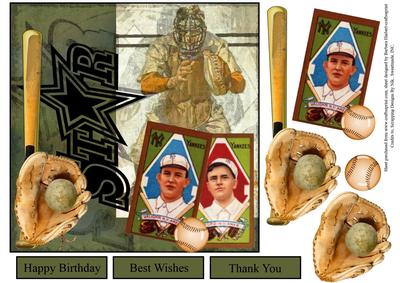 Vintage Baseball Stars Cards Topper with Decoupage - CUP639853_1865 ...
