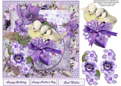 Violet Sweet Hearts Topper with Decoupage - CUP646502_1865 | Craftsuprint