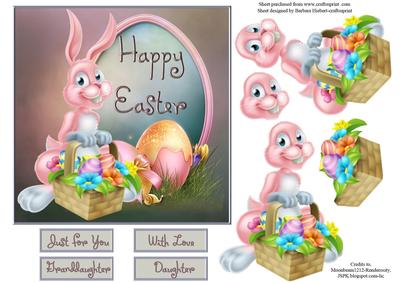 Easter Bunny Rabbit Topper with Decoupage - CUP674091_1865 | Craftsuprint