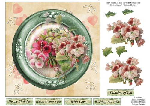 Circle of Flowers Topper with Decoupage - CUP863626_1865 | Craftsuprint