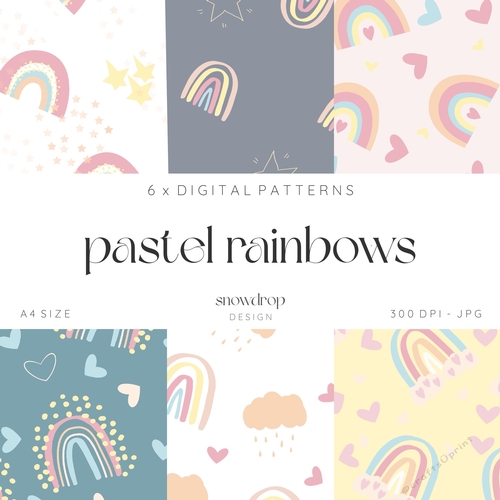Pastel Rainbows Digital Pattern Backing Paper Kit - CUP1259049_124789 ...