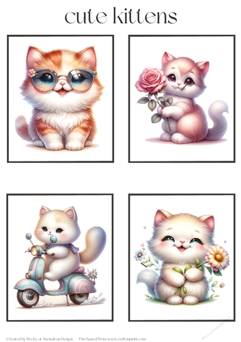 Cute Kitten 1 - Toppers x 4 Sheet - CUP1289966_124789 | Craftsuprint