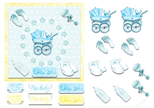 New Baby - Blue & Lemon - CUP730253_16561 | Craftsuprint