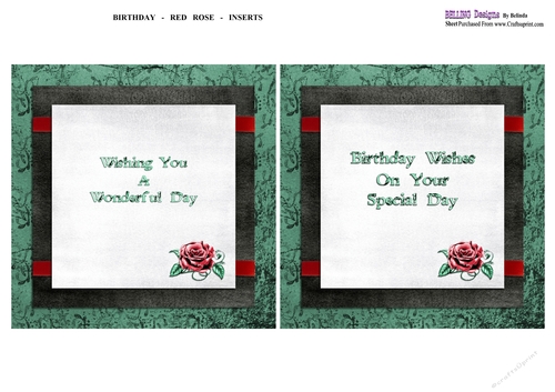 Birthday - Red Rose - Inserts - CUP798969_16561 | Craftsuprint
