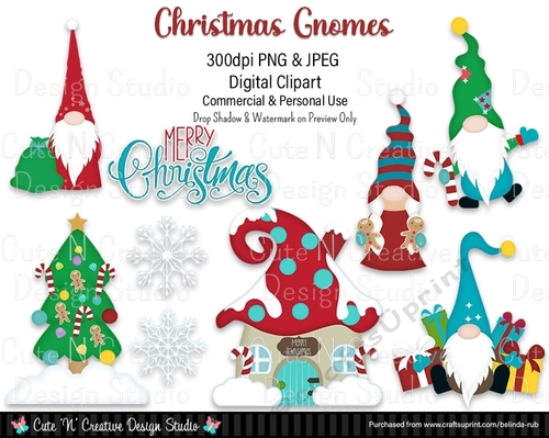 Christmas Gnomes Digital Clip Art Set - CUP1008293_43865 | Craftsuprint