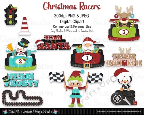 Christmas Racers Digital Clip Art Set - CUP1079544_43865 | Craftsuprint