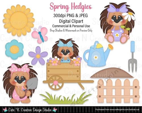 Spring Hedgies Digital Clip Art Set - CUP1146325_43865 | Craftsuprint