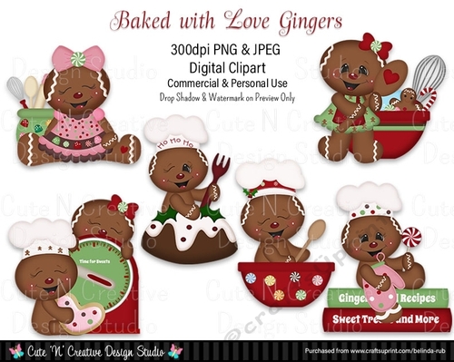 Baked with Love Gingers Digital Clip Art Set - CUP1147105_43865 ...