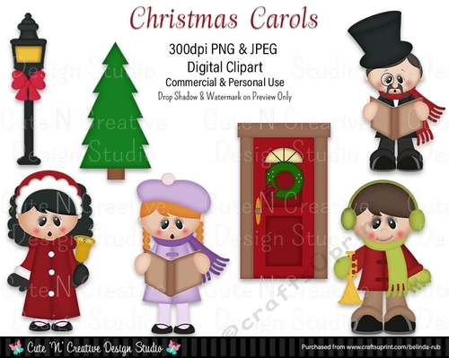 Christmas Carols Digital Clip Art Set - CUP1147827_43865 | Craftsuprint
