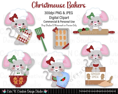 Christmouse Bakers Digital Clip Art Set - CUP1147834_43865 | Craftsuprint