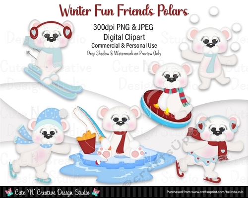 Winter Fun Friends Polars Digital Clip Art Set - CUP1156121_43865 ...
