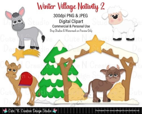 Winter Village Nativity 2 Digital Clip Art Set - CUP1156127_43865 ...