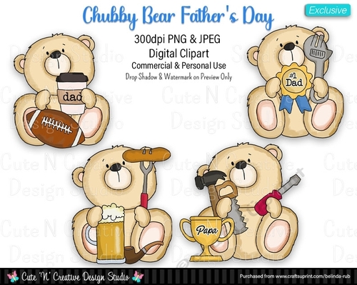 Chubby Bear Fathers Day Exclusive Digital Clip Art Set - CUP1158886 ...