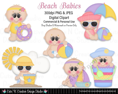 Beach Babies Digital Clip Art Set - CUP1166139_43865 | Craftsuprint