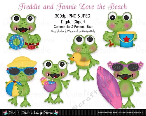 Freddie and Fannie Love the Beach Digital Clip Art Set - CUP1166464 ...